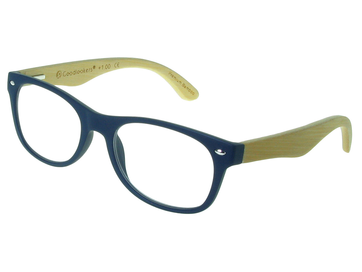 Natural Bamboo Readers 'Oakland' Matt Blue - Goodlookers Trade