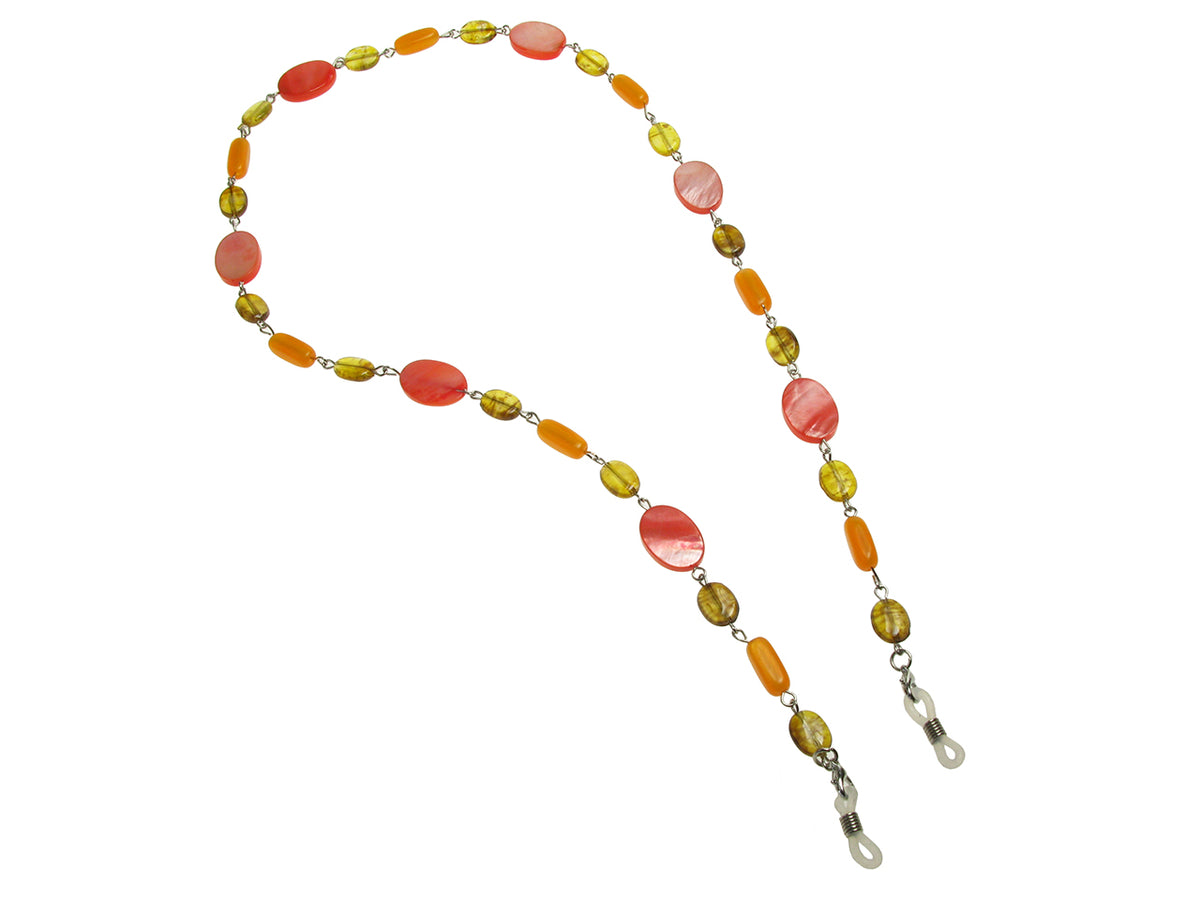 Glasses Chain 'Natural Shell Oval' Amber/Pink - Goodlookers Trade